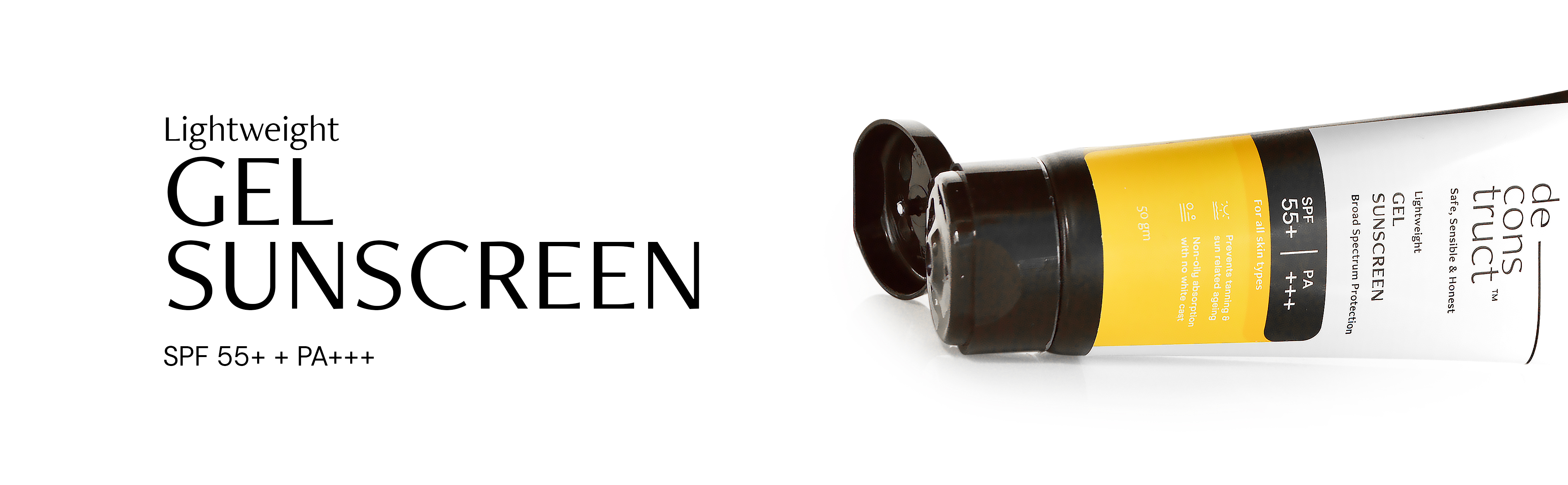 Deconstruct Skincare: Lightweight Gel Sunscreen-SPF 55+ | PA+++ (50 gm)