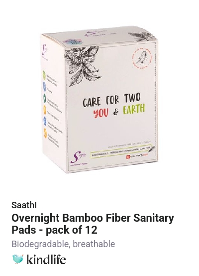 Saathi: Overnight Bamboo Fiber Sanitary Pads - pack of 12