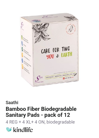 Saathi: Bamboo Fiber Biodegradable Sanitary Pads - pack of 12