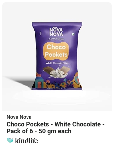 Nova Nova: Choco Pockets - White Chocolate - Pack of 6 - 50 gm each