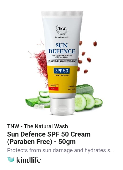 TNW - The Natural Wash: Sun Defence SPF 50 Cream (Paraben Free) - 50gm