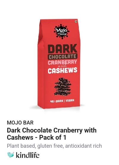 MOJO BAR: Dark Chocolate Cranberry with Cashews - Pack of 1