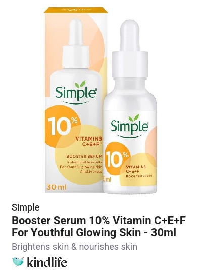 Simple: Booster Serum 10% Vitamin C+E+F For Youthful Glowing Skin - 30ml