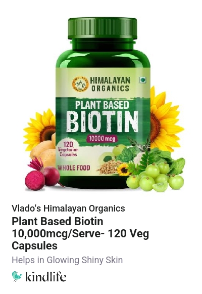 Himalayan Organics: Plant Based Biotin 10,000mcg/Serve- 120 Veg Capsules