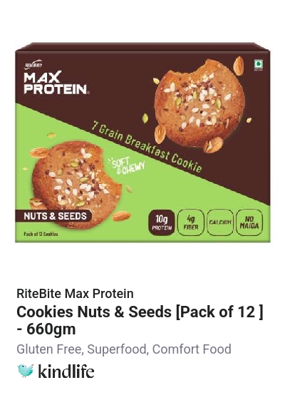 RiteBite Max Protein: Cookies Nuts & Seeds [Pack of 12 ] - 660gm
