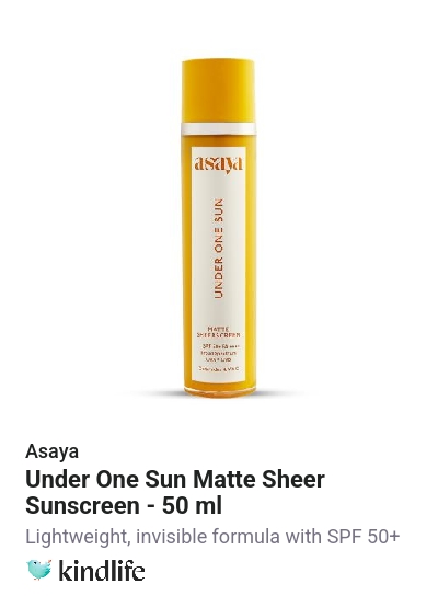 Asaya: Under One Sun Matte Sheer Sunscreen - 50 ml