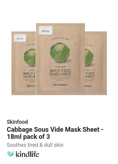 Skinfood: Cabbage Sous Vide Mask Sheet - 18ml pack of 3