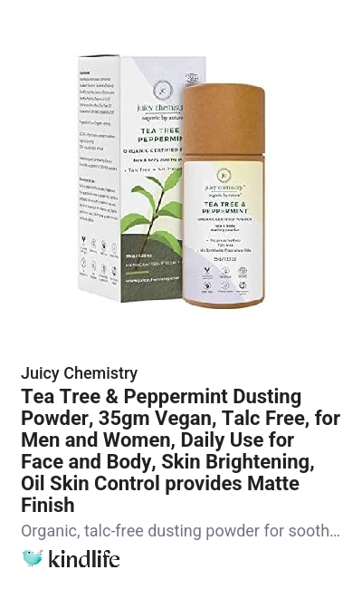 Juicy Chemistry: Tea Tree & Peppermint Dusting Powder, 35gm Vegan, Talc ...
