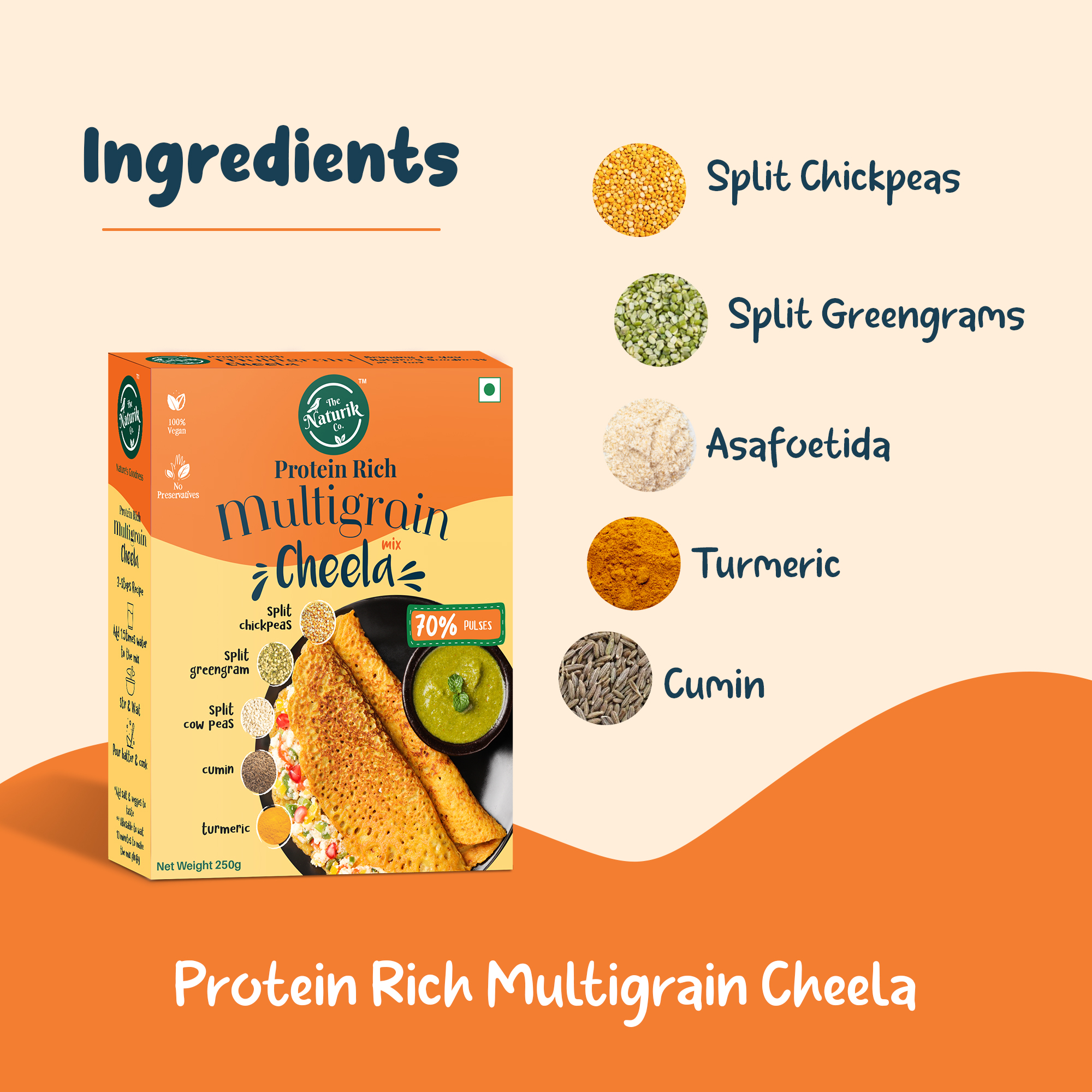 The Naturik Co: Multigrain Cheela Mix - Pack of 2 (250gm each)