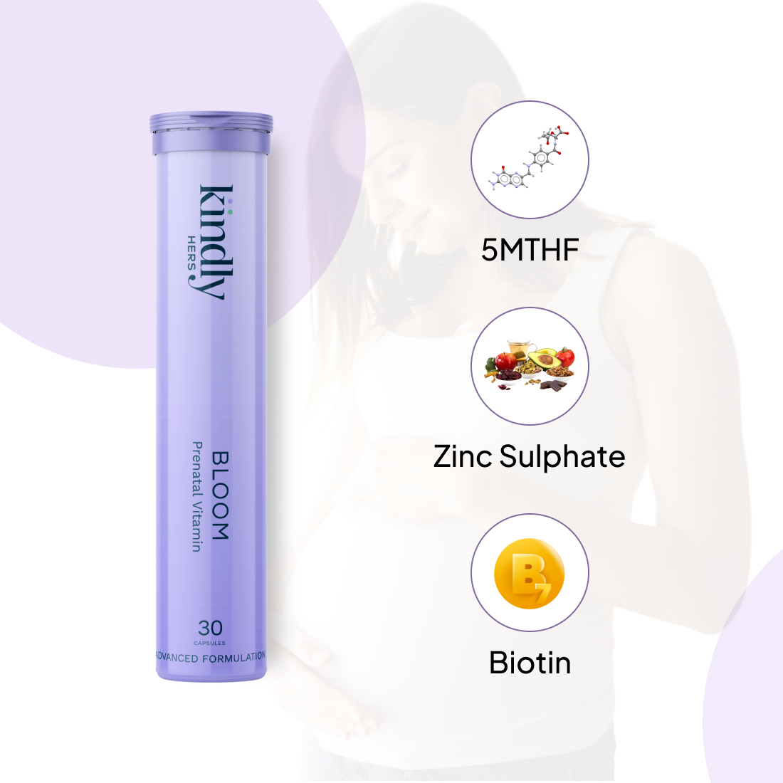 Kindly Health: Bloom Prenatal Vitamins Capsules - 30 Capsules