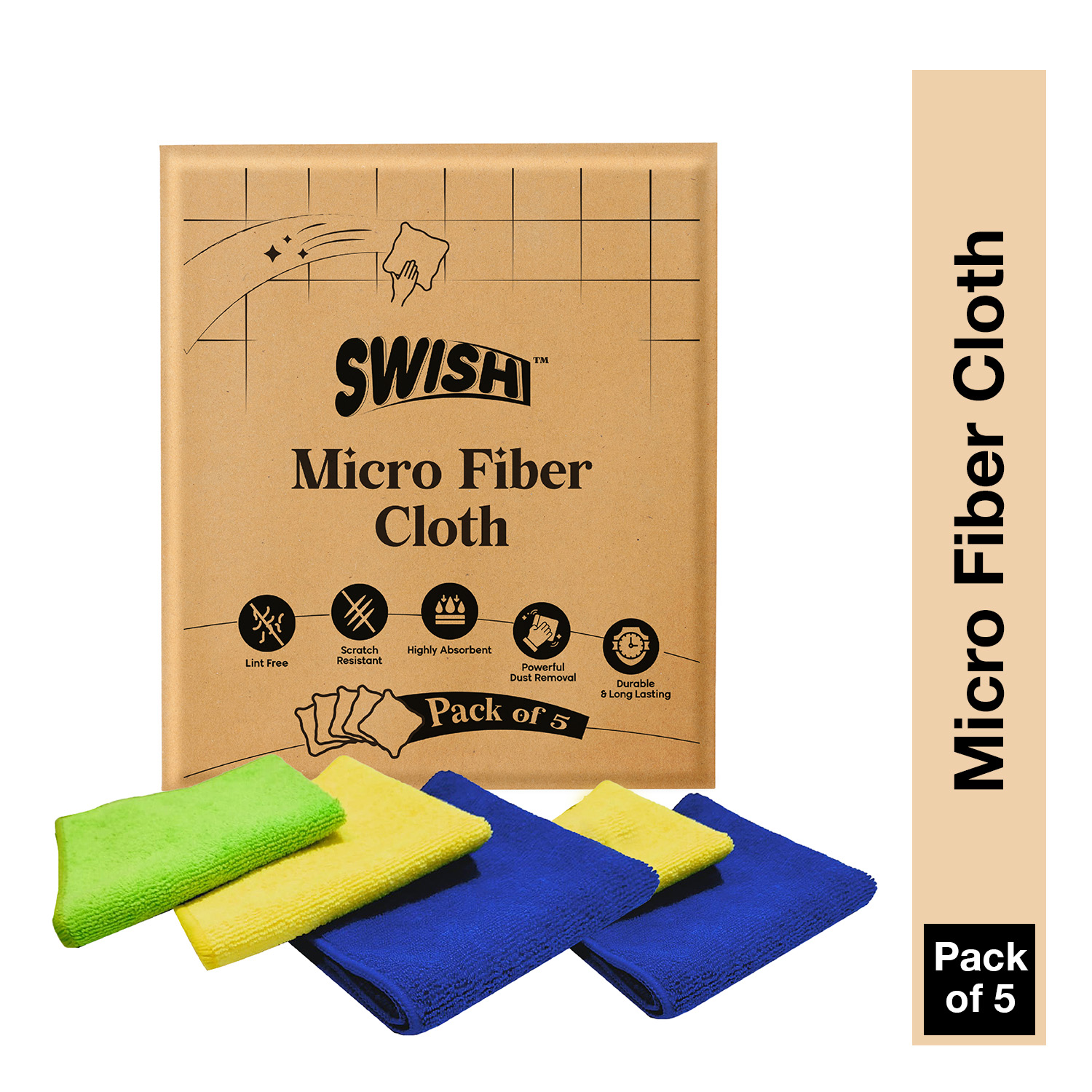 Cleevo: Microfiber Cleaning Cloths Purpose Wash Cloth - Pack Of 5