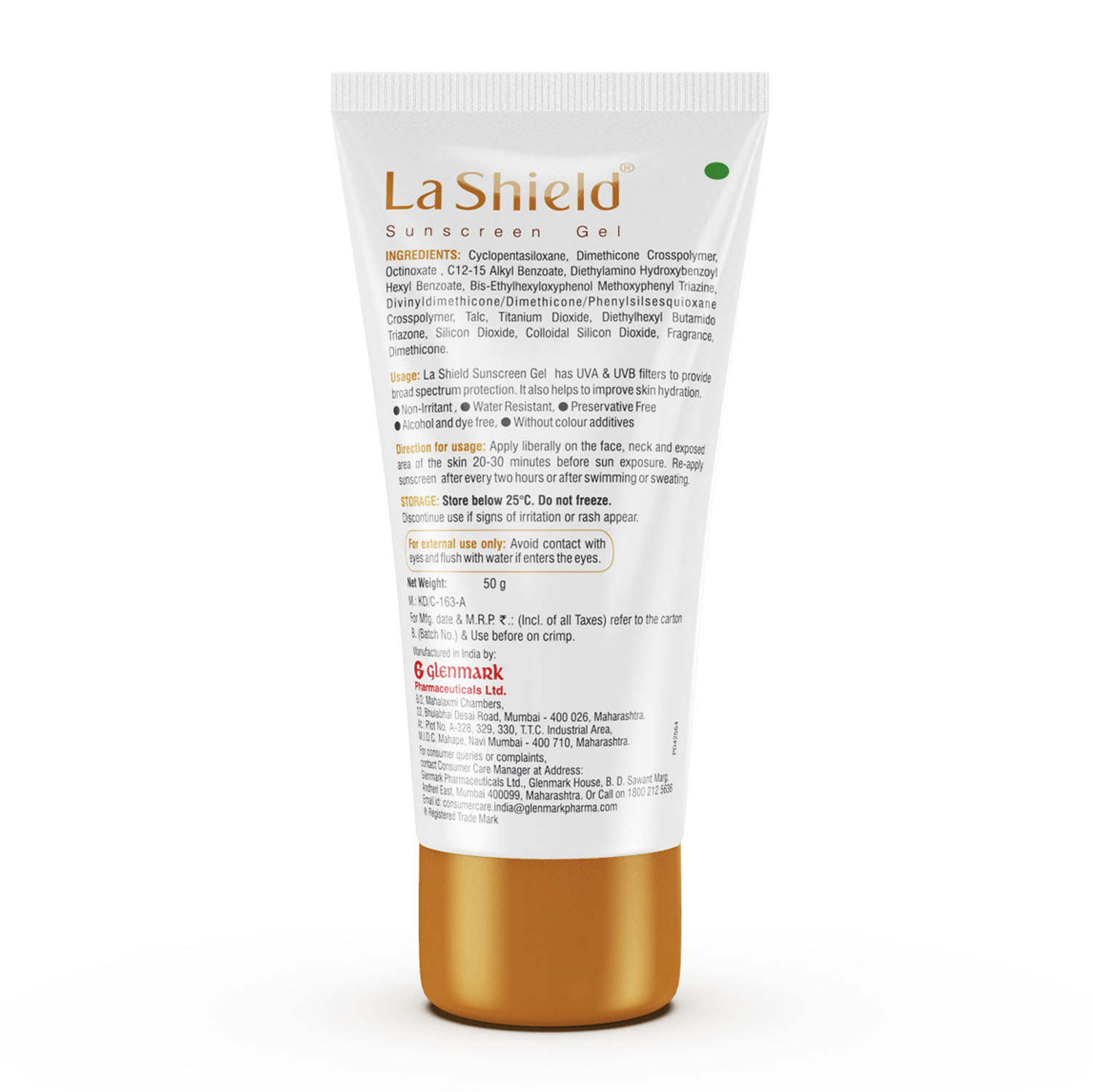 La Shield: SPF 40 Mineral Sunscreen Gel - 50 gm