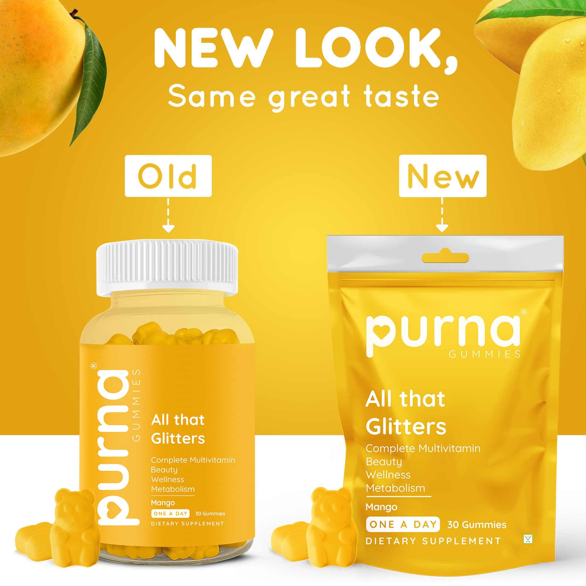 Purna Gummies: Multivitamin Gummies - Mango - 30 Gummies