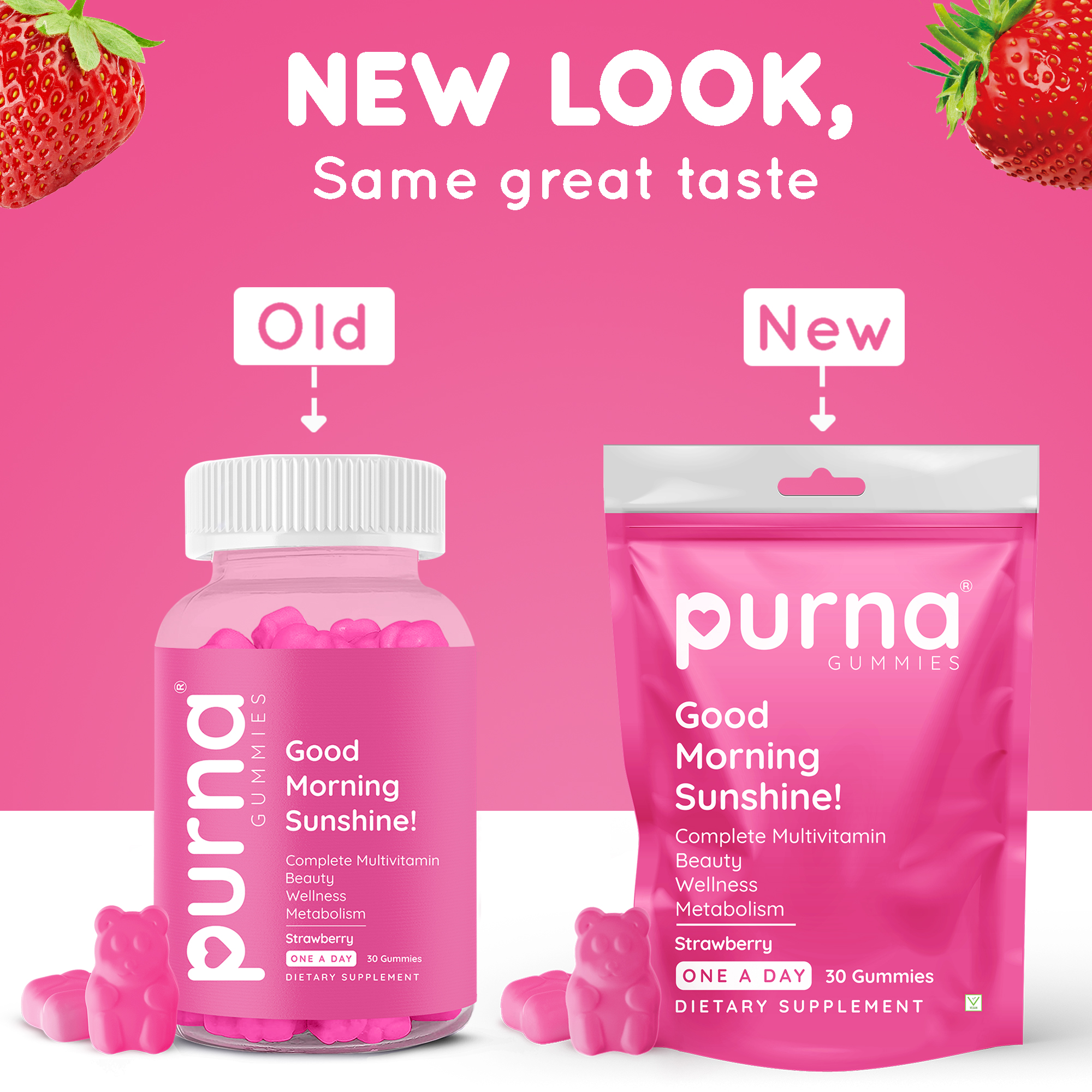 Purna Gummies: Multivitamin Gummies - Strawberry - 30 Gummies
