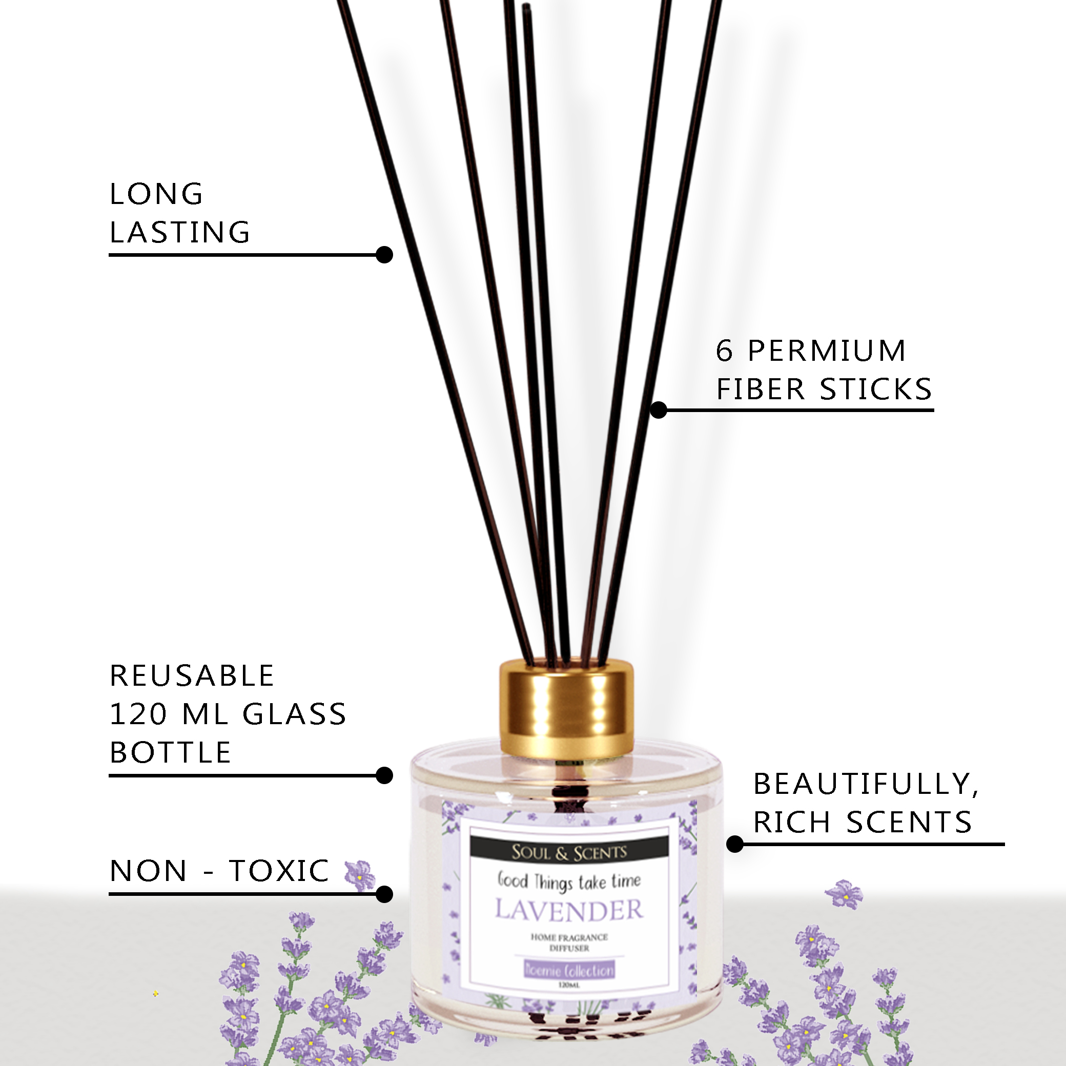 Soul & Scents: Lavender Reed Diffuser 120ml