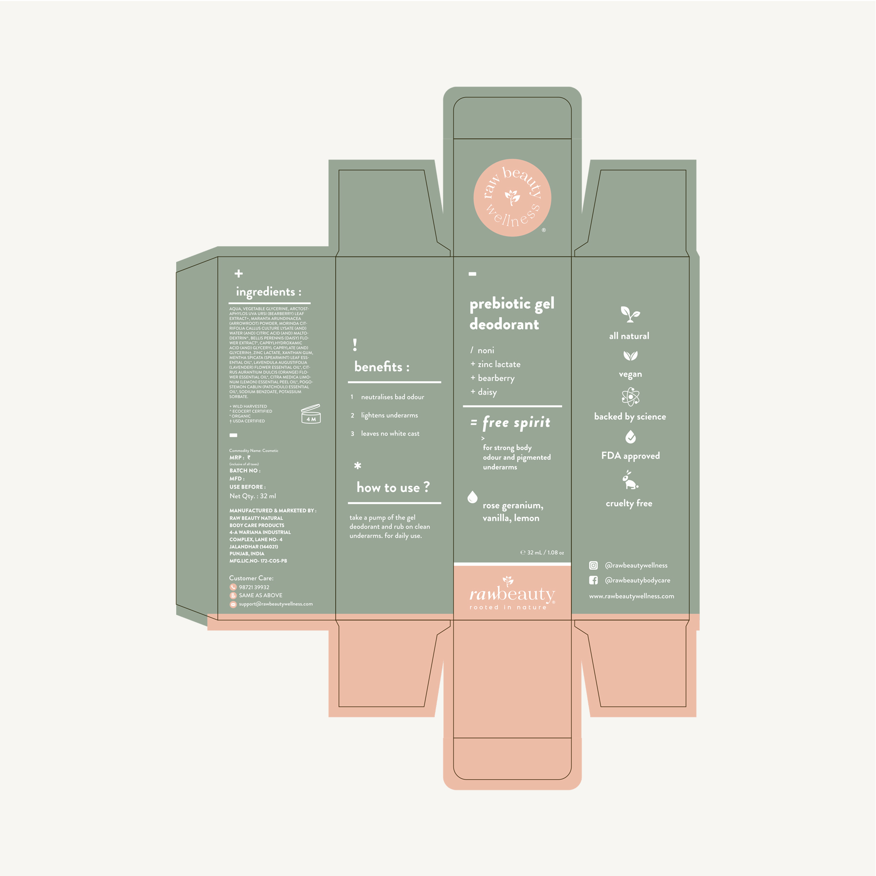 Raw Beauty Wellness: Free Spirit Gel Deodorant - 32 ml