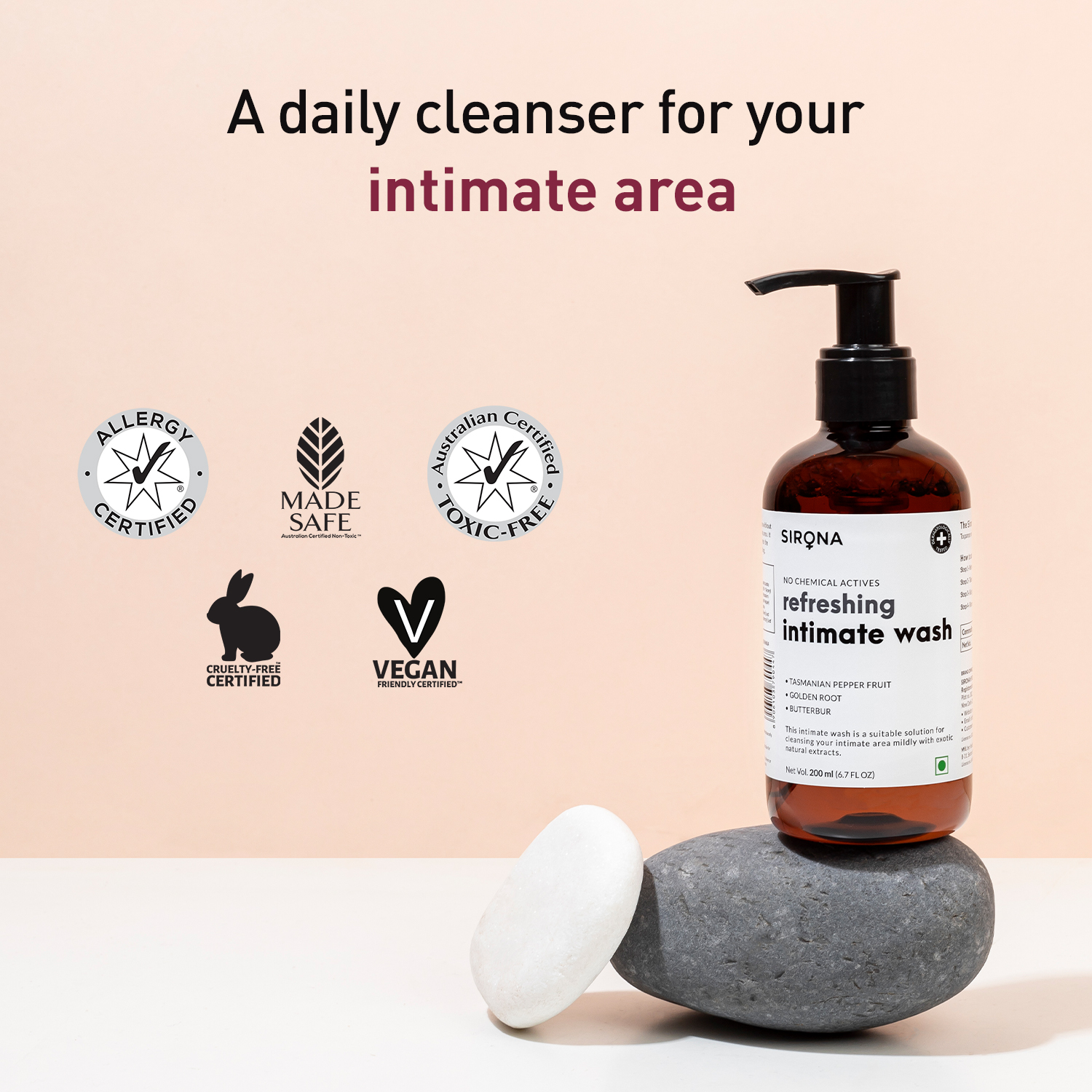 Sirona Natural Ph Balanced Intimate Wash With 5 Magical Herbs 200 Ml