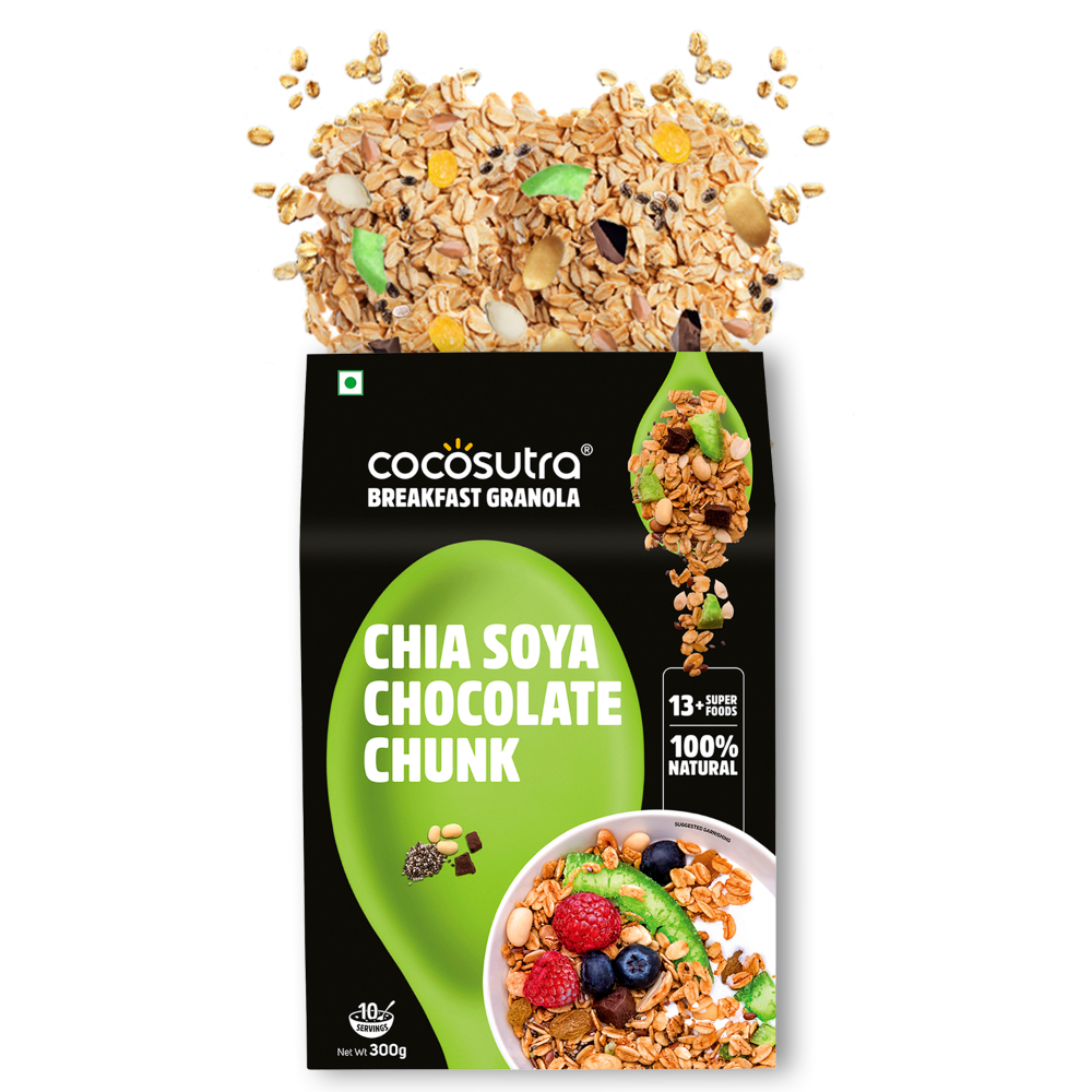 Cocosutra: Chia Soya Chocolate Chunk Granola - 300gm