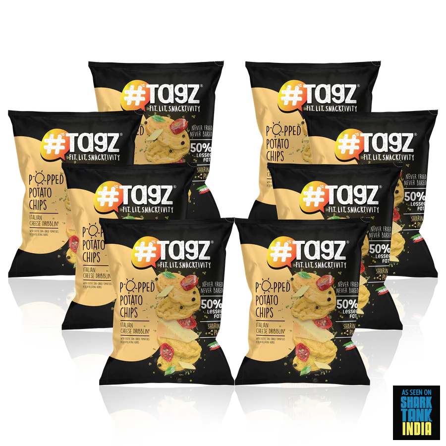 TagZ Foods: Italian Cheese Dribblin Chips- Pack of 8 Pouches