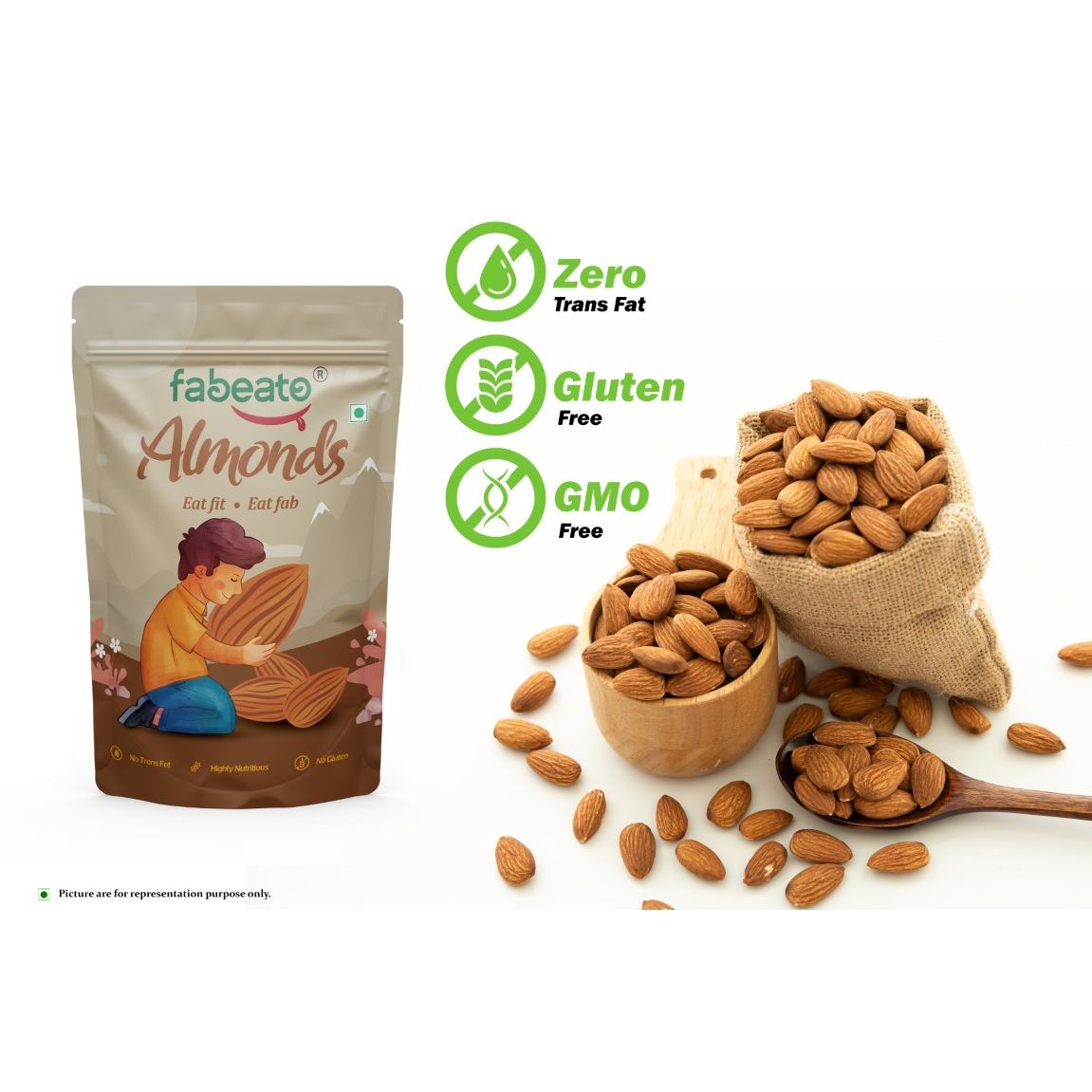 Buy Fabeato 100% Natural Premium California Almonds - 200gm Online at Best...